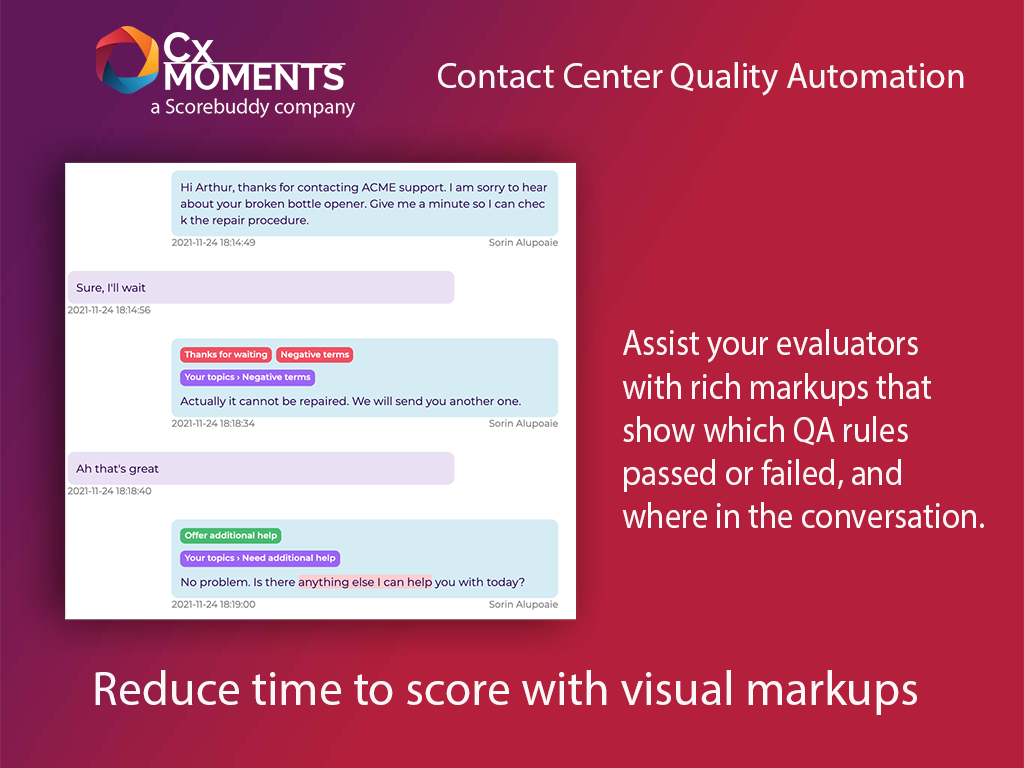 Cx Moments Auto QA for Support App Integration with Zendesk Support